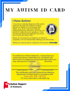Alabama Autism ID Card – Autism Support of Alabama
